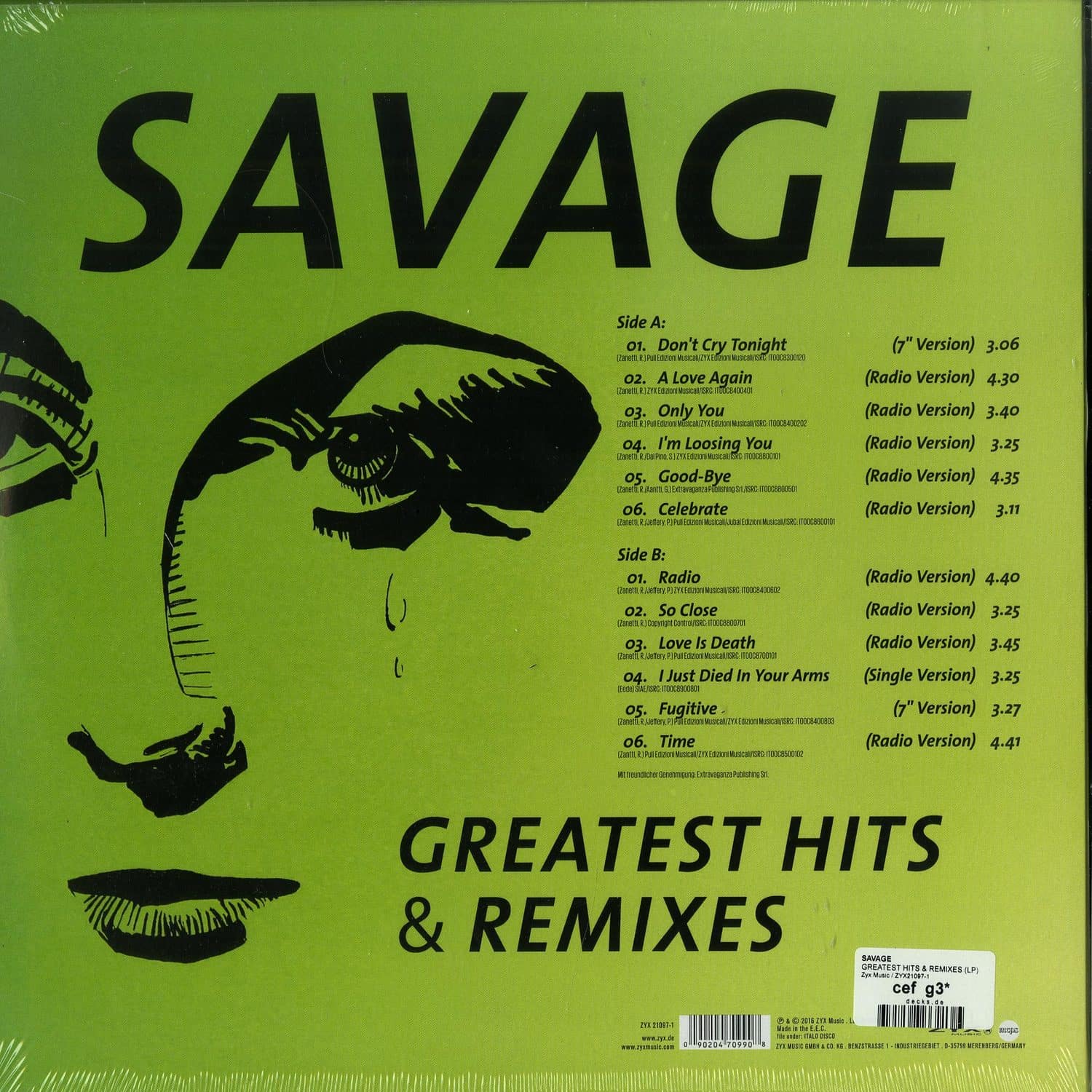 Savage - GREATEST HITS & REMIXES / Zyx Music / ZYX21097-1 | 12 Inch ...