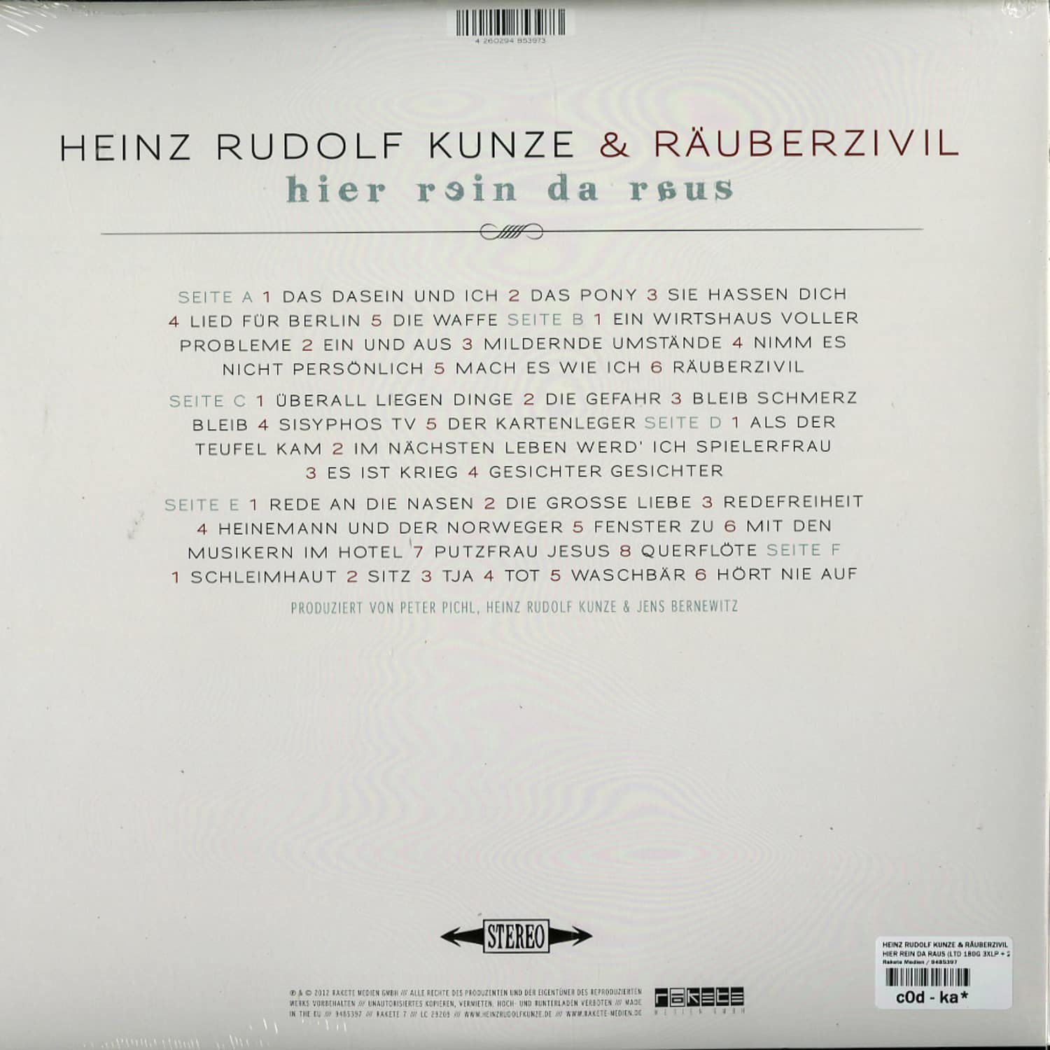 Heinz Rudolf Kunze & Raeuberzivil - HIER REIN DA RAUS