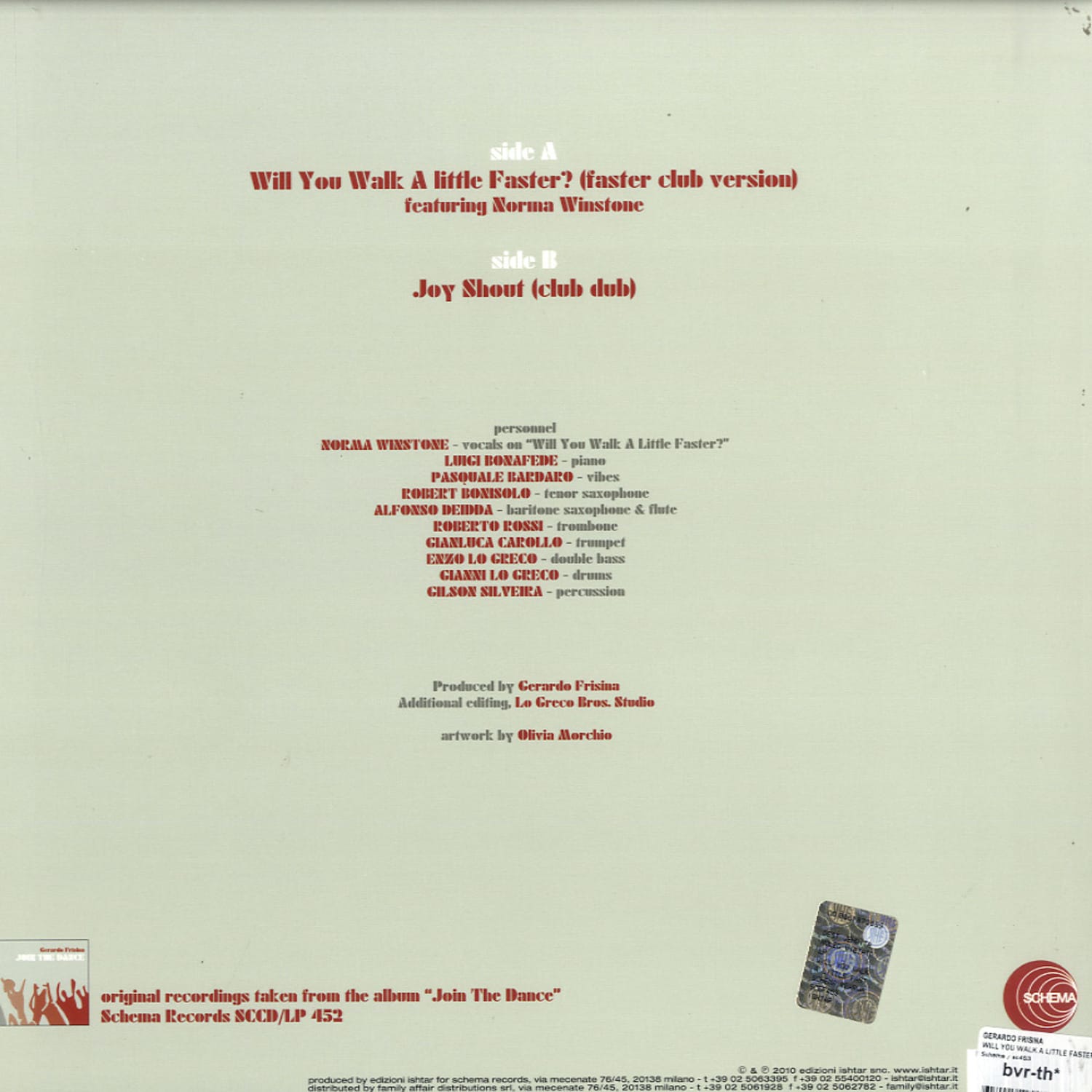 Gerardo Frisina - WILL YOU WALK A LITTLE FASTER? / Schema / sc453 | 12 ...