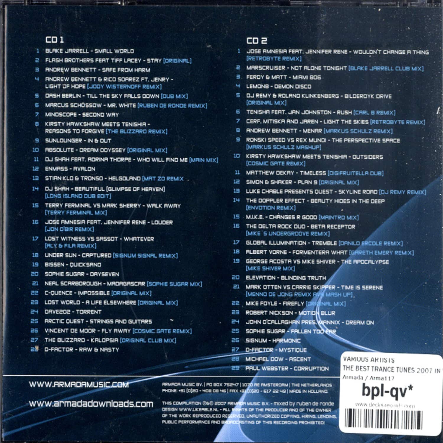 Various Artists - THE BEST TRANCE TUNES 2007 IN THE MIX