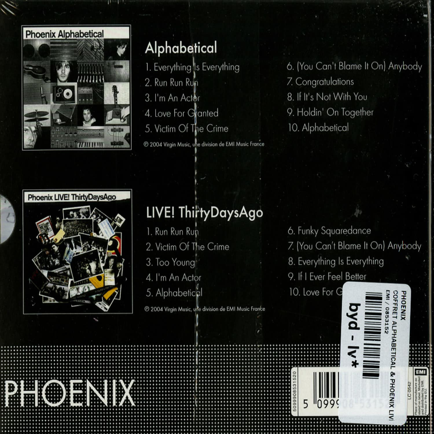 Phoenix - COFFRET ALPHABETICAL & PHOENIX LIVE! THIRTY DAYS AGO